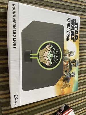 Star Wars The Mandalorian - Baby Yoda Round Neon LED Light - Freepost ...
