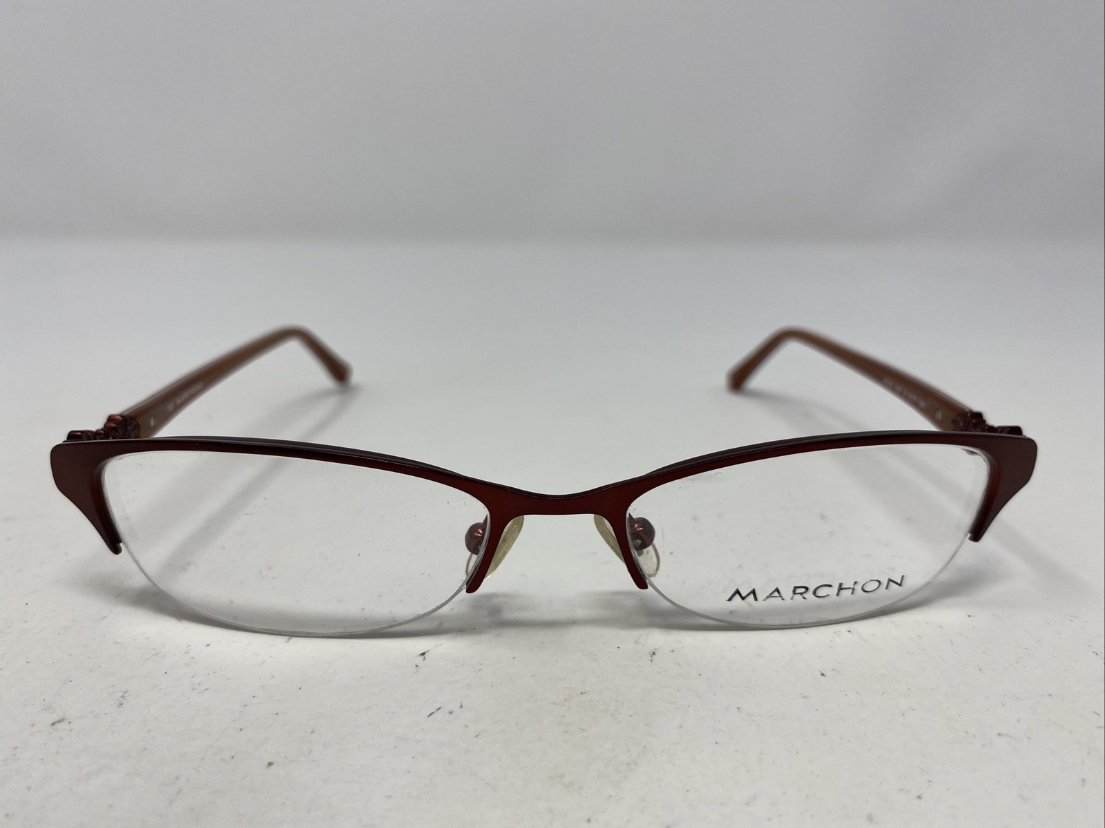 Marchon M724 615 51-17-135 Burgundy Metal Half Rim Eyeglasses Frame ...