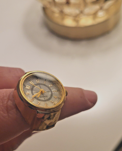 Fashion Mini Quartz Gold Watch Finger Ring For Men Women Jewelry Gift ...