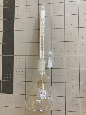 Kimble Specific Gravity Bottle Pycnometer 50mL Thermometer | eBay