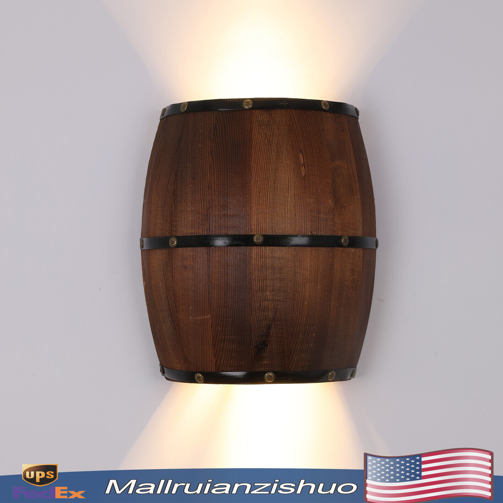 Wall Lamp Wood Country Wine Barrel Wall Lights Sconce Up Down Lighting ...