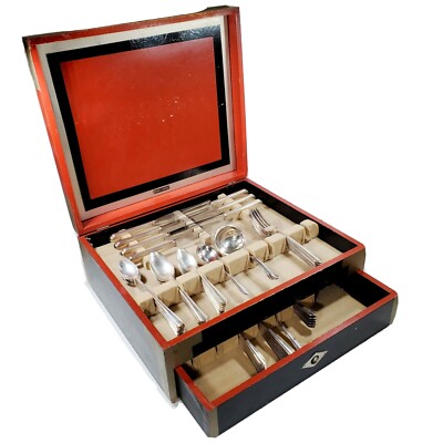 62 Piece Antique Holmes & Edwards Insico Silverware Flatware ...