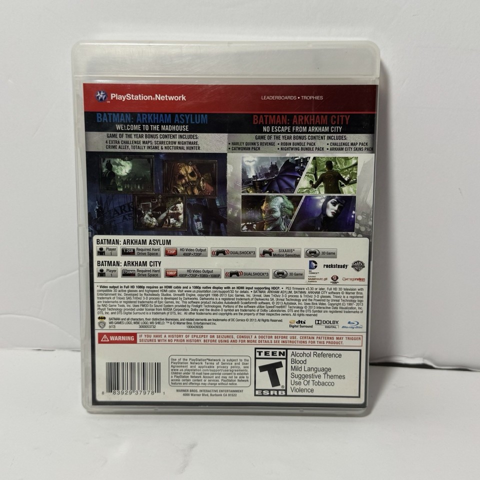 Batman: Arkham Asylum City Dual Pack 2013 Sony Playstation 3 PS3 ...