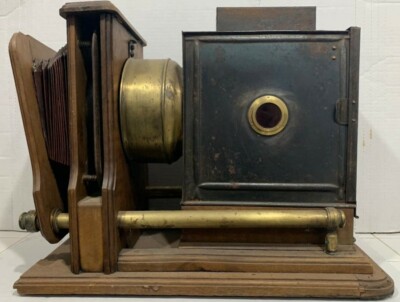 Antique Large Brass and Wood Lantern Bellows Projector | eBay