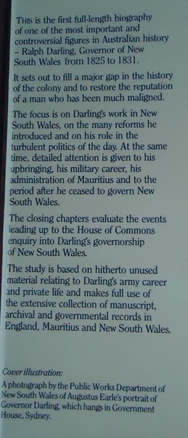 Ralph Darling A Governor Maligned - Brian H Fletcher 1984 HBDJ 1st ed ...