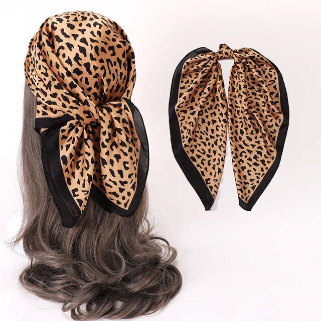 Women Elegant 27in Square Silk Feel Satin Scarf Head Neck Hair Tie ...