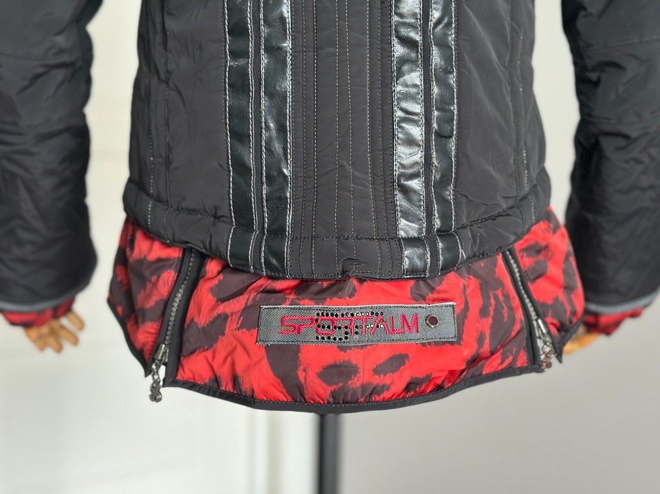 SPORTALM Women's Ski Hooded Fur Jacket Size S Black Red Sportswear ...