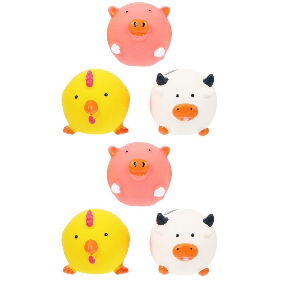 6 pcs Squeak Latex Puppy Toy Funny Animal Sets Pet Interactive Play Toy ...
