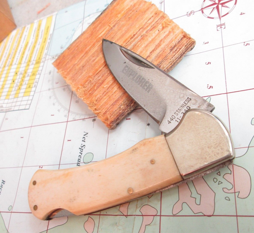 VTG EDGE MARK JAPAN 11-340 EXPLORER Smooth Bone Lockback Knife | eBay
