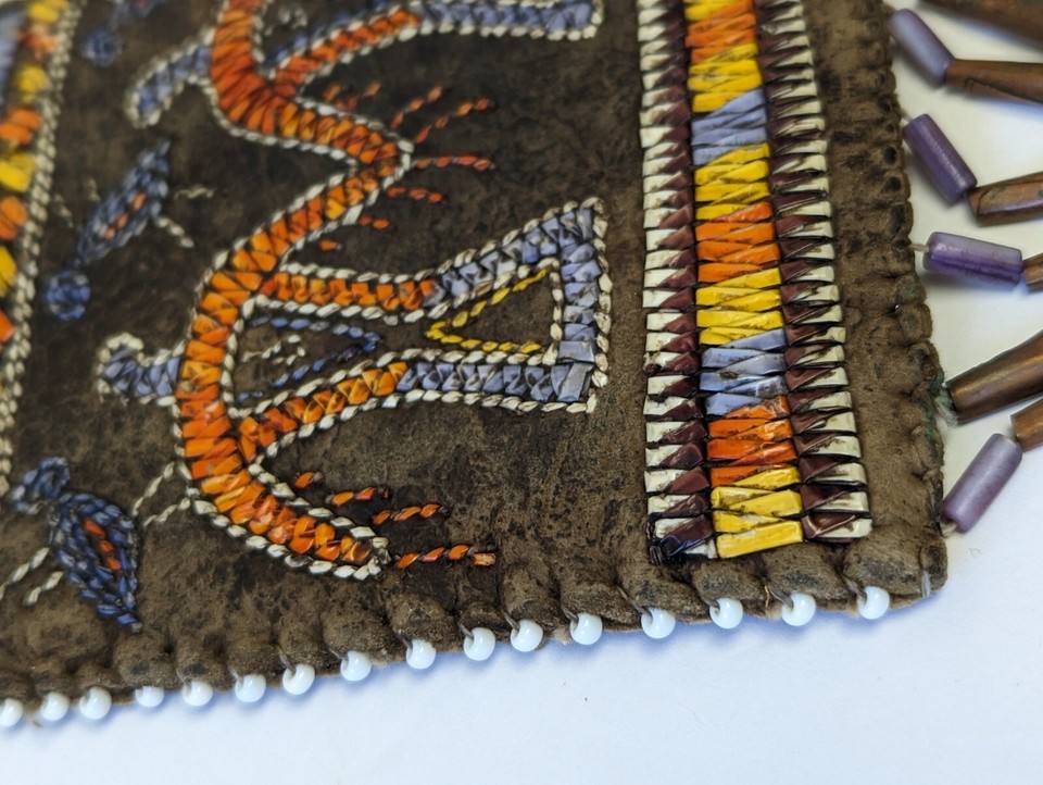 Porcupine Quilled Leather Copper Tassel Medicine Bag Tom Gifford Native ...