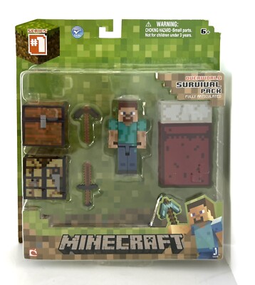 Minecraft Overworld Survival Pack, Steve, Series 1 Action Figure, NEW ...