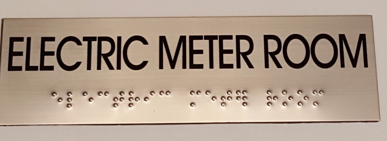 ELECTRIC METER ROOM SIGN - BRAILLE- STAINLESS STEEL 3 X 9.75 -REF24 ...