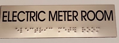 ELECTRIC METER ROOM SIGN - BRAILLE- STAINLESS STEEL 3 X 9.75 -REF24 ...