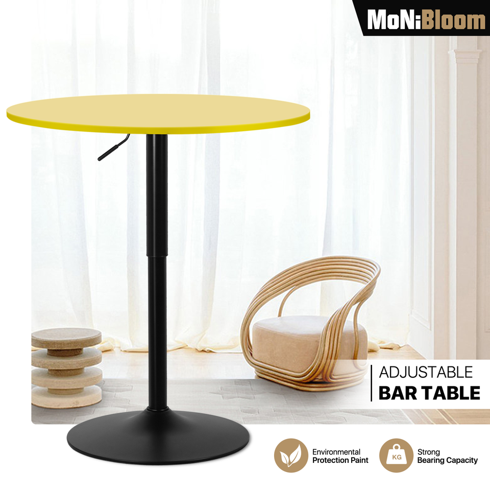 Adjustable Counter Height Bar Table Wood Round Tabletop Chrome Base Pub ...