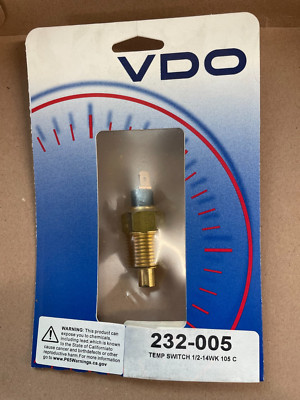 VDO Temperature Switch 1/2-14WK 105C, Part # 232-005 | eBay