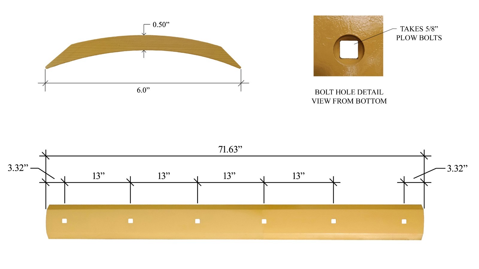 E02021 Scraper Box Blade w Bolts, fits many Gannon Boxes, 6 Bolt, 1/2 ...