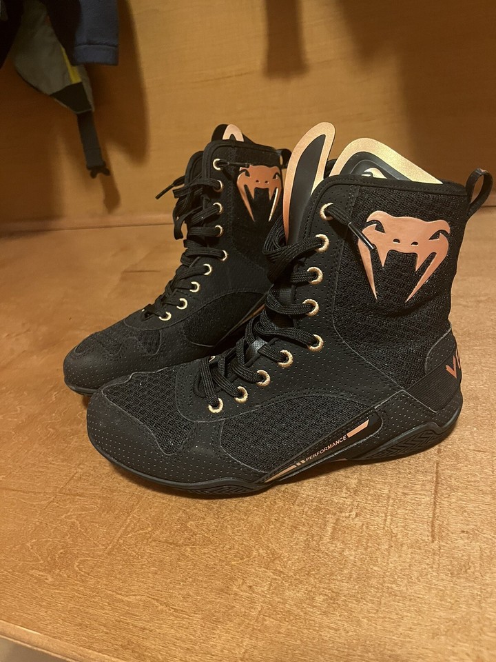 Venom Elite Boxing Shoes - Black/Bronze (6.5 Mens) | eBay
