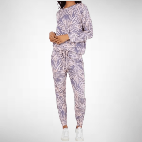 Sundry Palm Tree Sweatshirt and Joggers Matching Set in Blue/Pink Size ...