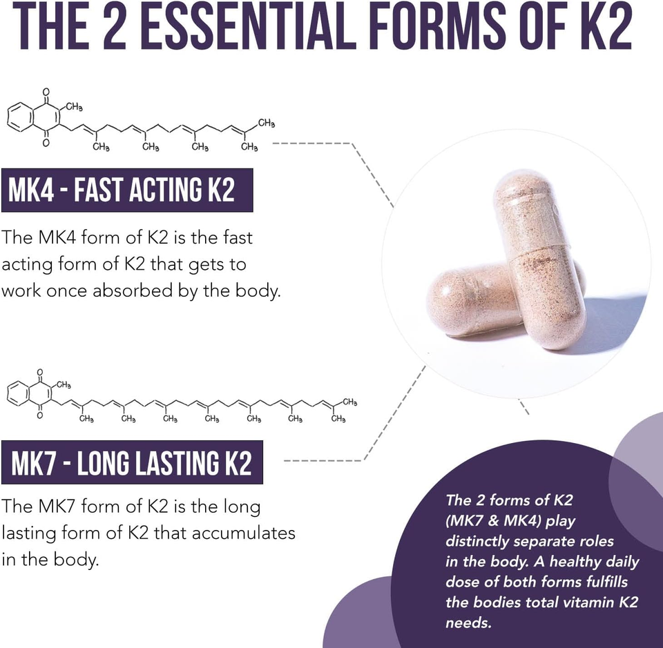 Total K2® | Vitamin K2 as MK7 & MK4 | plus K1 & Vitamin D3 Cofactor ...