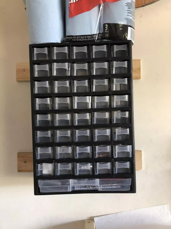 40 Bins Rail Mount Stackable Parts Storage Organizer Shop Bins Bolts ...