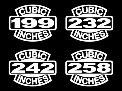 2 INLINE SIX ENGINE DECALS 199-232-242-258 AMC 4.0 4.2 STRAIGHT 6 IH ...
