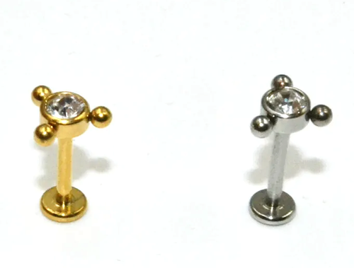 Triple Ball Cluster Helix Cartilage Diath Lip Labret Bar Stud Earing ...