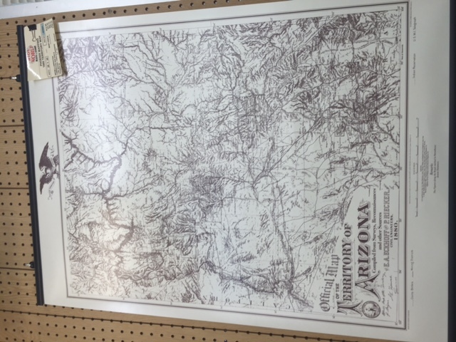 1880 **Official Map of the Territory of Arizona** Reproduction Wall Map ...