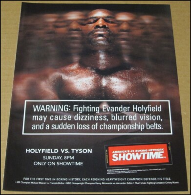 1996 Evander Holyfield vs Mike Tyson Showtime Print Ad Advertisement ...