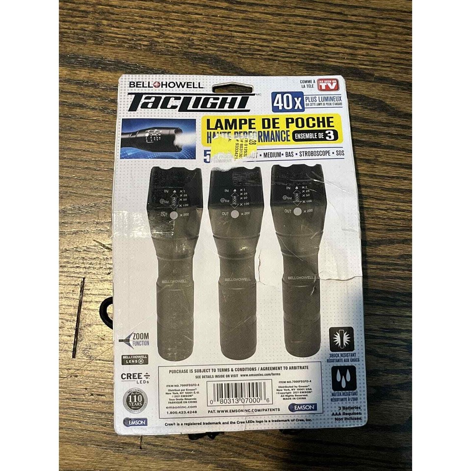 Flashlight Bell + Howell Taclight High-Powered Tactical Flashlight Pack ...