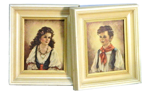 Vintage Wall Art Prints Chico & Elena 7"X6" White Wood Framed Set 2 | eBay