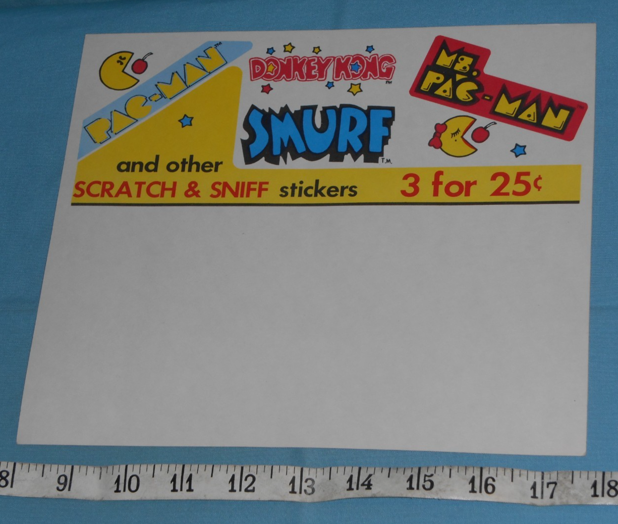 vintage ADVERTISING SIGN from VENDING MACHINE - PAC-MAN SCRATCH & SNIFF ...