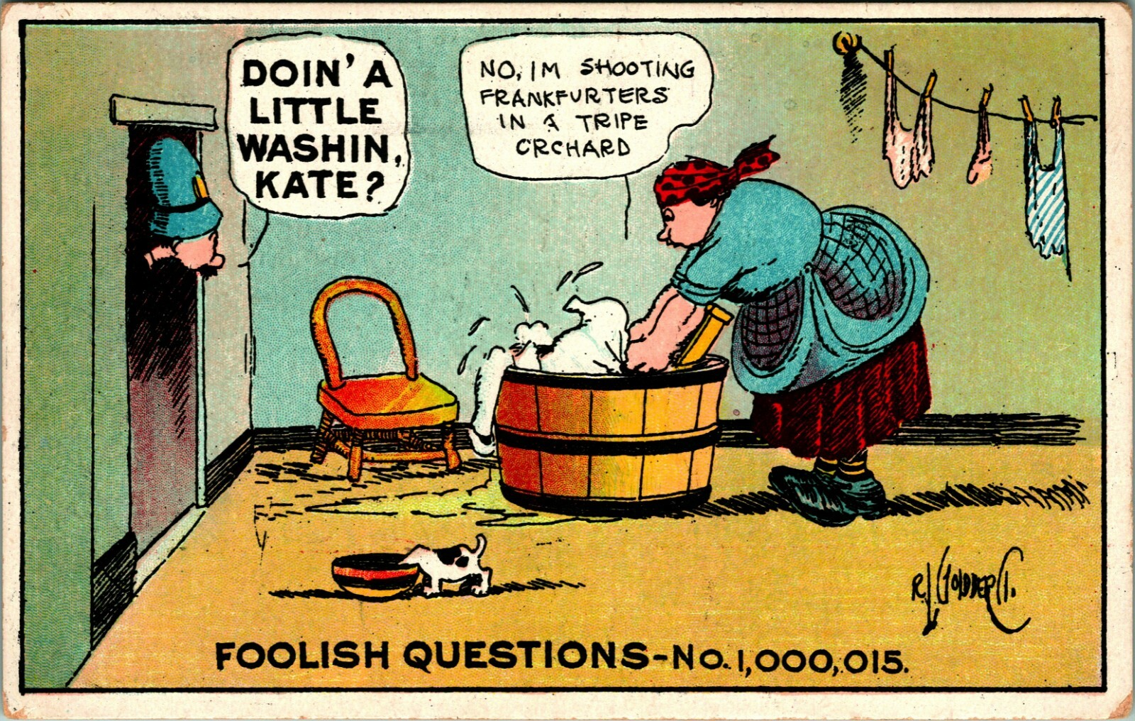 Artist Signed Rube Goldberg Foolish Questions No 1,000,015 Doin Washin ...