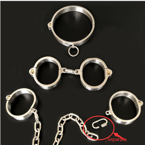 Stainless Steel Bondage Handcuffs Ankle Cuffs Neck Collar Heavy Duty ...