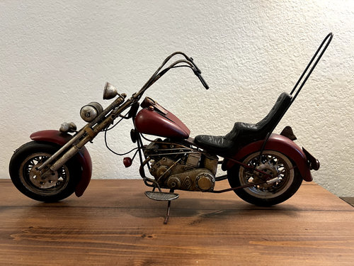 Rare Hand Made Metal Craft Model Display Biker Decor Chopper Motorcycle ...