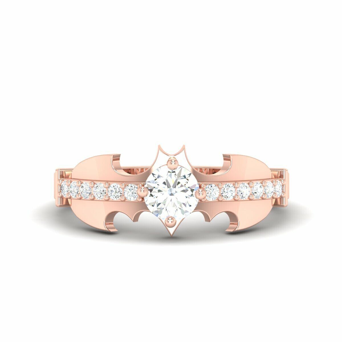 Batman Logo inspired Engagement Ring Simulated Diamond Superhero Ring ...