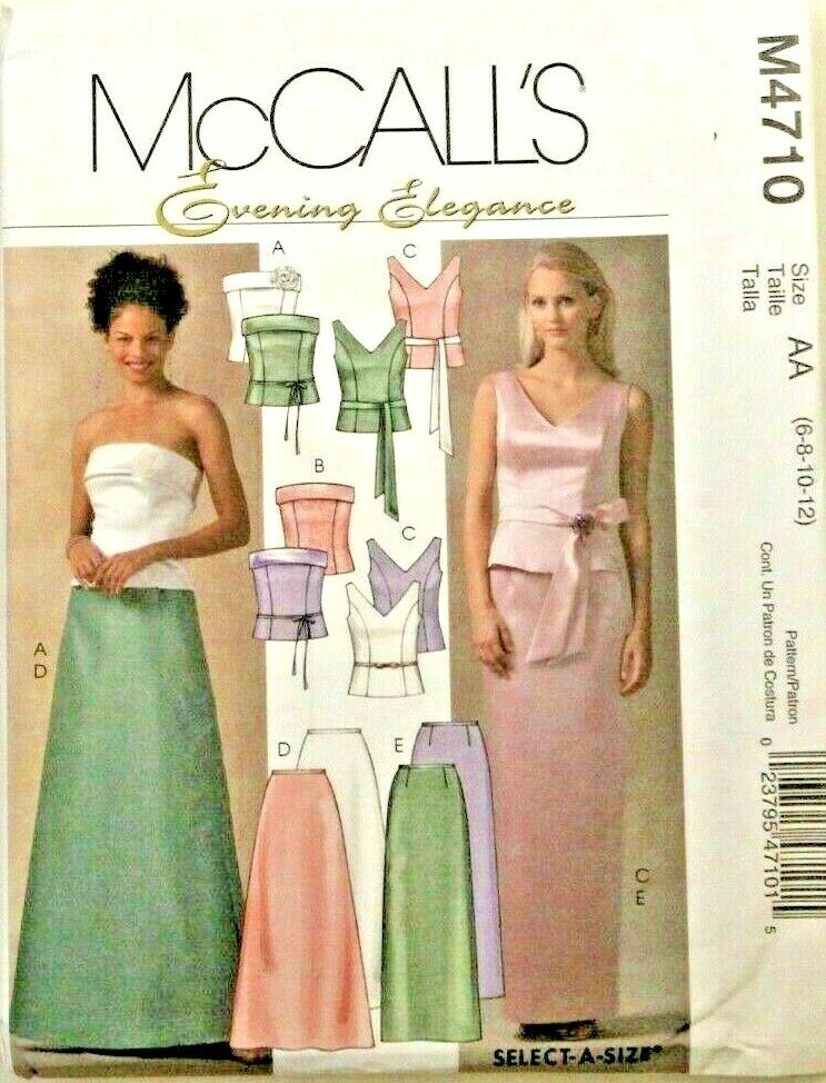 McCall's 4710 Misses Bridal Formal Tops Skirts & Sash Sewing Pattern 6 ...