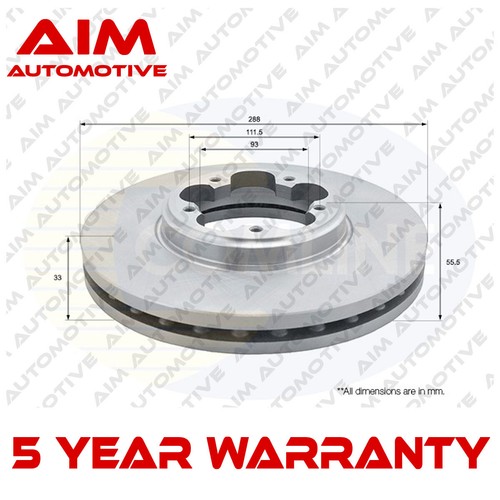 Brake Disc Front AIM Fits Ford Transit Custom Tourneo 1.0 2.0 D 2.2 dCi ...