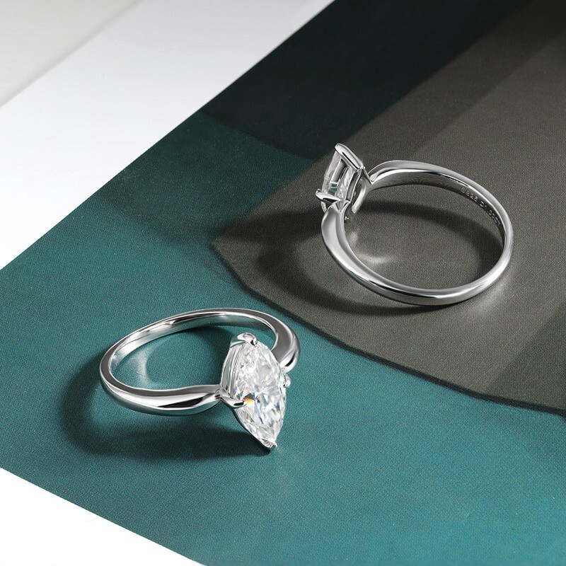 1-3ct Marquise Cut Moissanite Women Engagement Ring Jewel 18K White ...