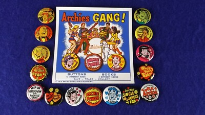 Vintage 1970 Archies Gang Complete Set of (15) Pinbacks And Gumball ...
