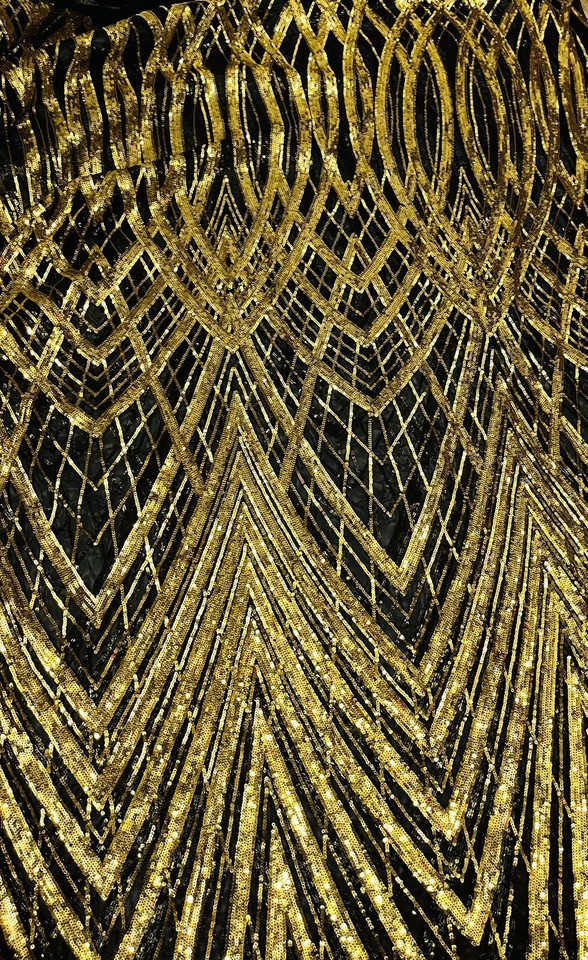 Gold Stretch Sequin Lace Fabric/Gold Sequin Fabric/Sequin for Prom -Per ...