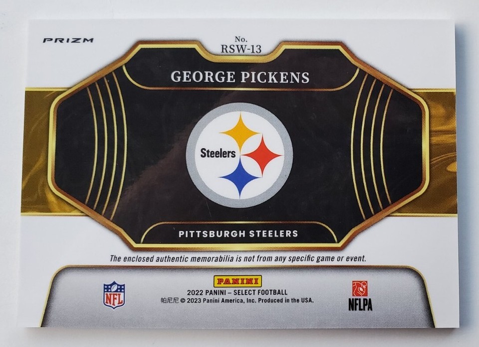 2022 Panini Select Rookie Swatches George Pickens Red Prizm Patch RSW ...