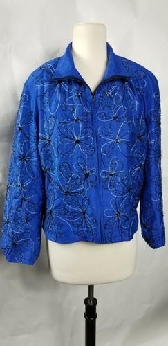 Vintage Anage Womens Jacket Zipper Embroidered Beaded Retro Size Large ...
