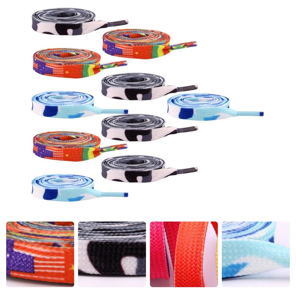 20Pcs Colorful Gradient Pattern Flat Canvas Shoe Lace Elastic Sneakers ...