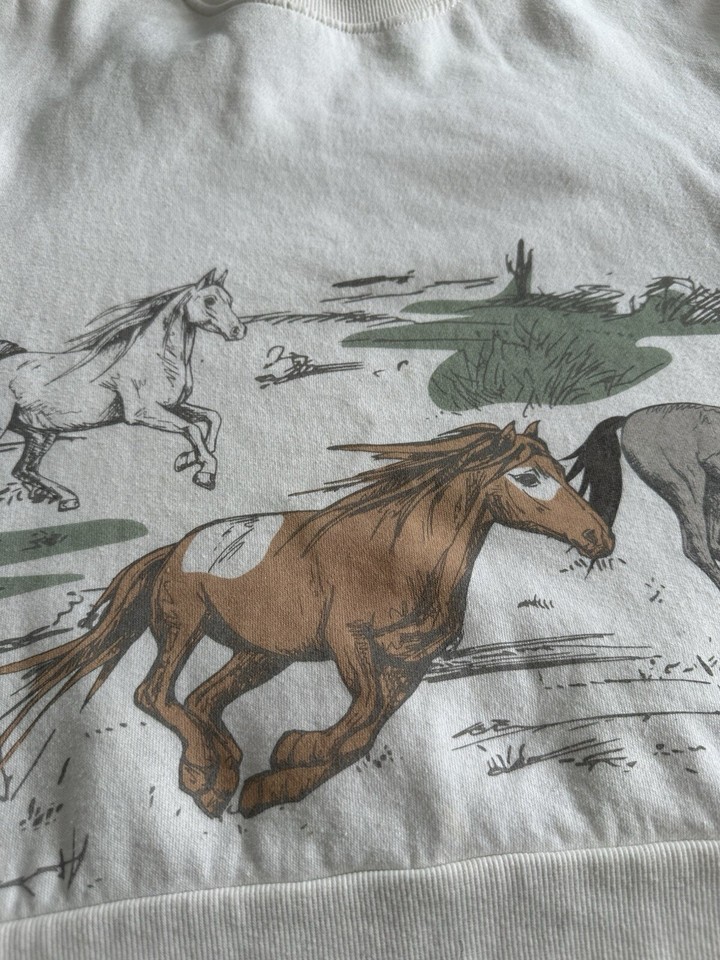 IML Isaac Morris Running Horses Western Cream Sweater Women’s Small | eBay