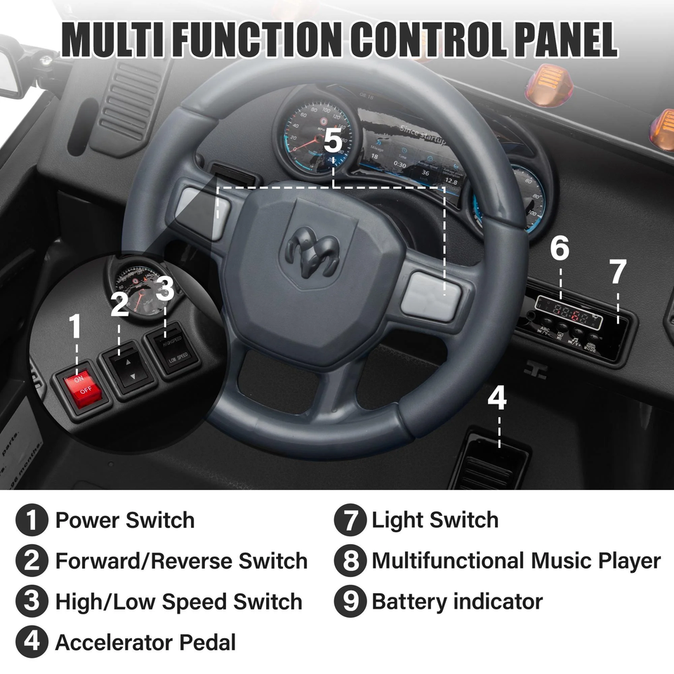 Dodge RAM Ride on Car, 12V Powered Ride on Toy with Remote Control ...
