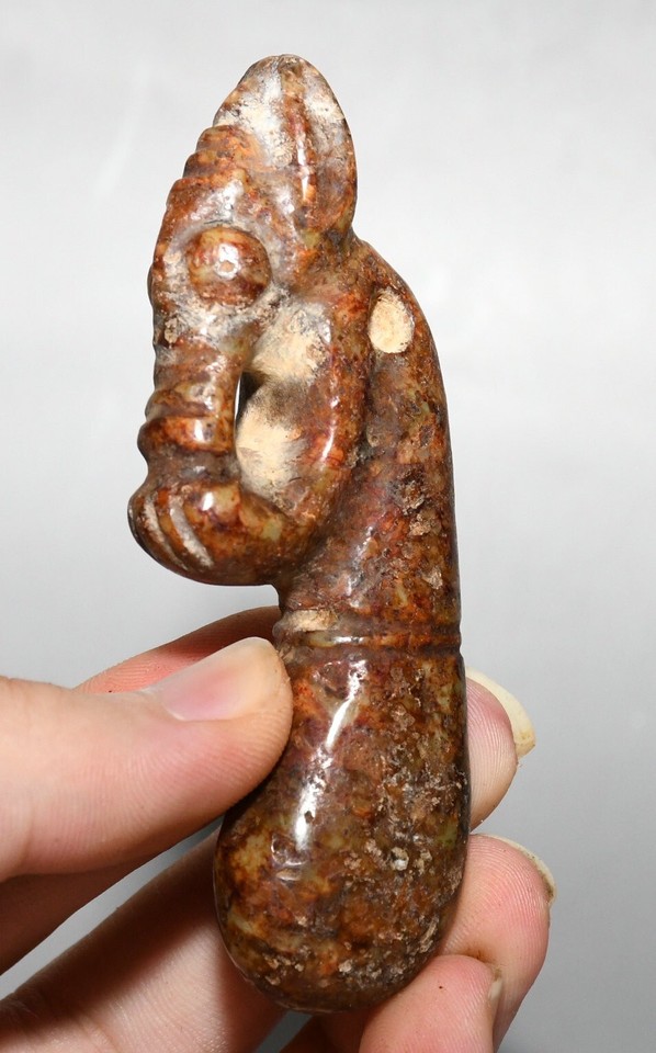 1.3'' Chinese Hongshan Culture Old Jade Sun God Helios Sun-God Amulet ...