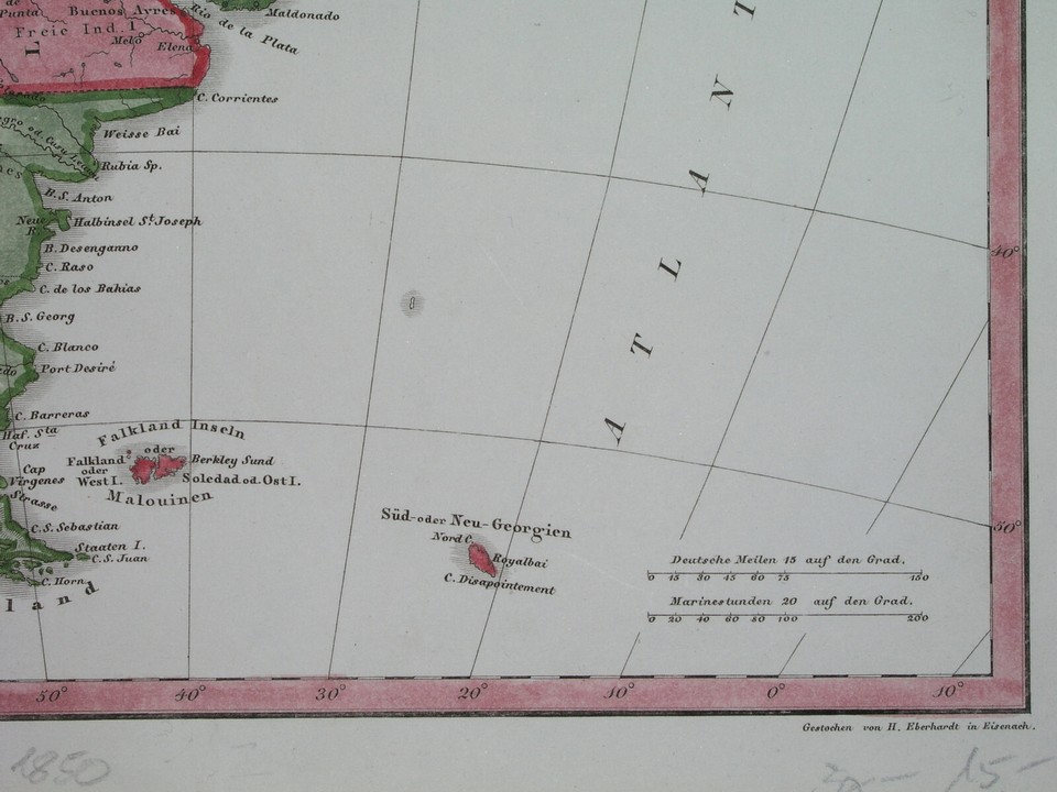 1850 NICE ORIGINAL MAP BOLIVIA ARGENTINA CHILE PERU COLOMBIA PATAGONIA ...