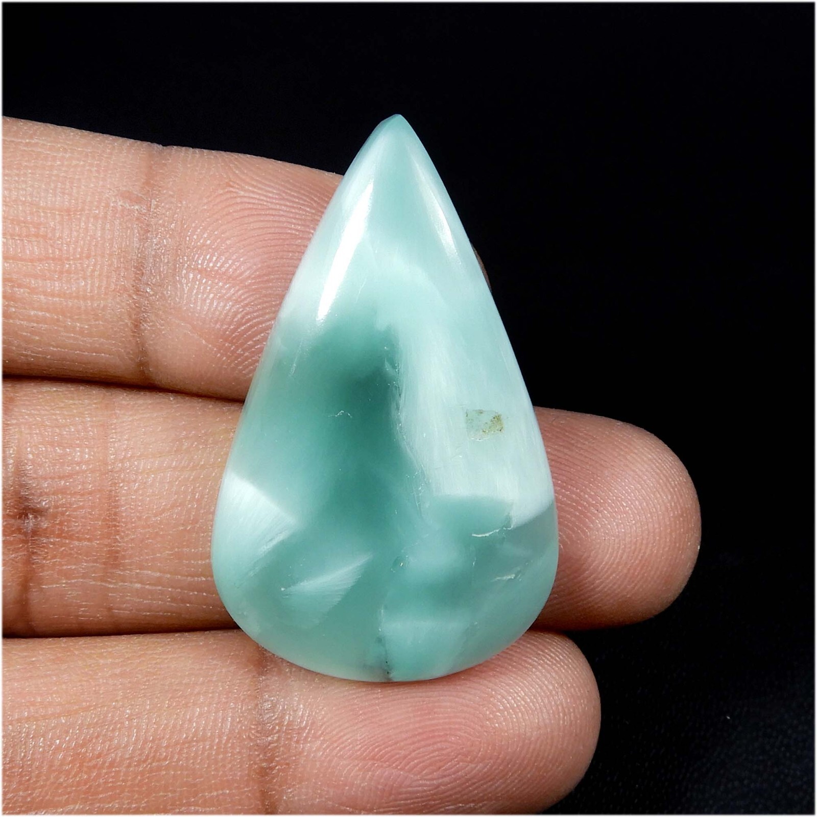 Sky Blue Larimar Pattern Hemimorphite Gemstone Pear Loose Cabochon 36 ...