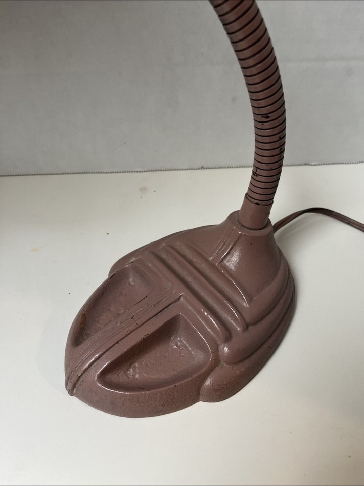 Vintage Rodale Art Deco Industrial Machine Age Gooseneck Lamp Cast Iron ...