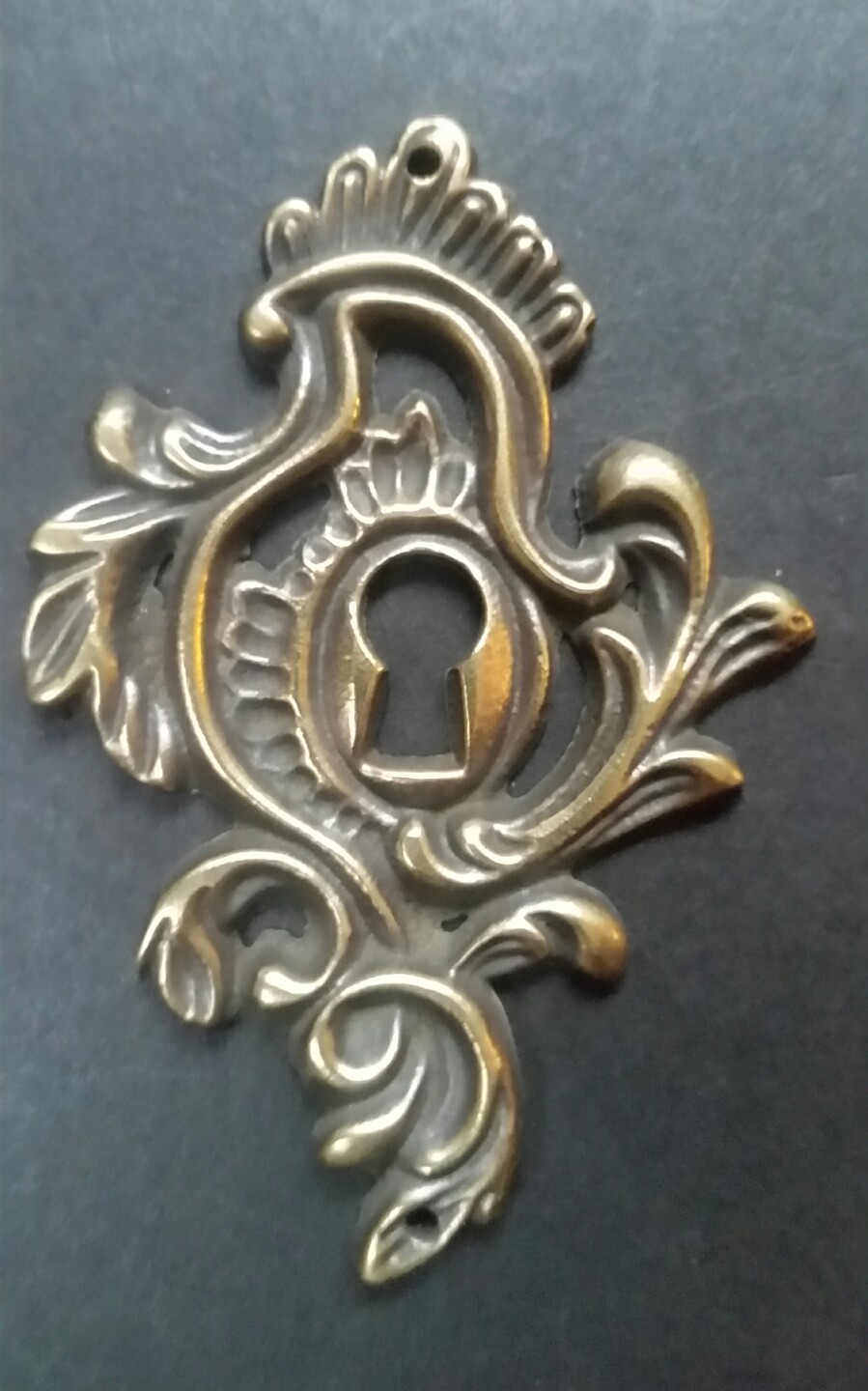 2 Antique Brass Keyhole Escutcheons Hardware Ornate Fancy Keyhole ...